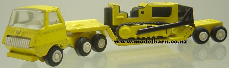 Truck, Low Loader & Bulldozer (yellow, missing track, 283mm) Tiny Tonka ...