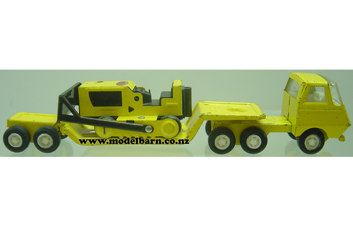 Truck, Low Loader & Bulldozer (yellow, missing track, 283mm) Tiny Tonka ...