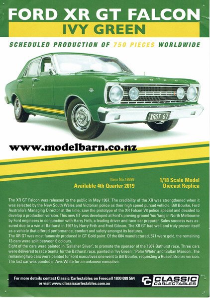 Classic Carlectables Ford XR Falcon GT (Ivy Green) A4 Shop Poster ...