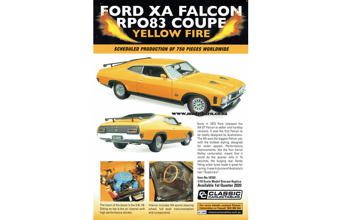 Classic Carlectables Ford XA Falcon RPO83 Coupe (Yellow Fire) Poster ...