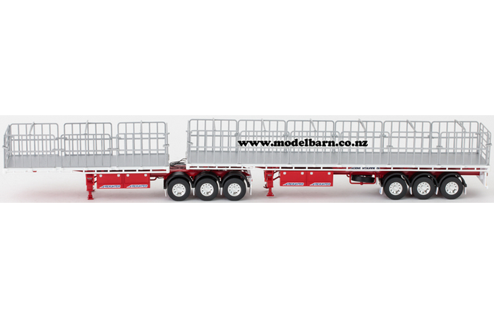 1/50 Freighter Flat Top B-Double Trailer Set (white & red) - Trucks ...