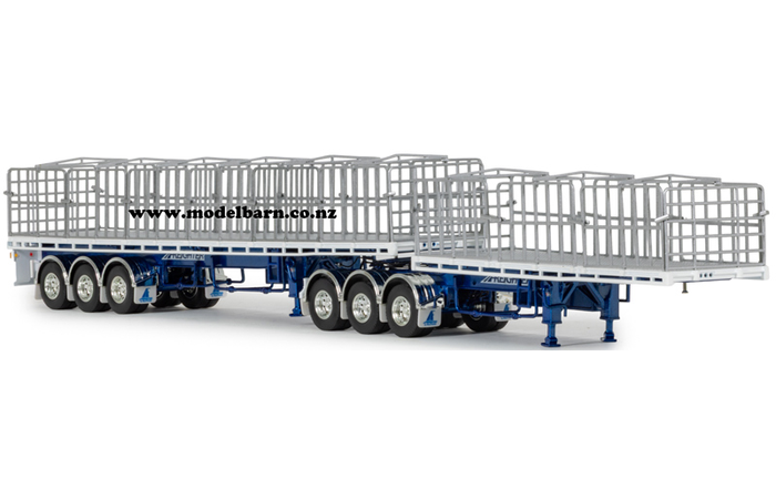 1/50 Freighter Flat Top B-Double Trailer Set (blue & white) - New ...