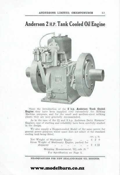 Anderson 2HP Tank Cooled Oil Engine Brochure - New Zealand Editions-NZ ...
